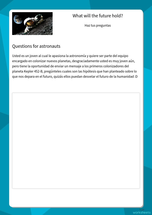 What will the future hold?. Interactive worksheet | TopWorksheets