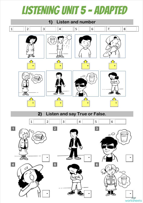 1º Unit 5 – LISTENING (ADAPTED). Interactive worksheet | TopWorksheets
