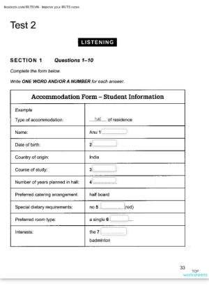 IELTS Listening 1 and 2. Interactive worksheet | TopWorksheets