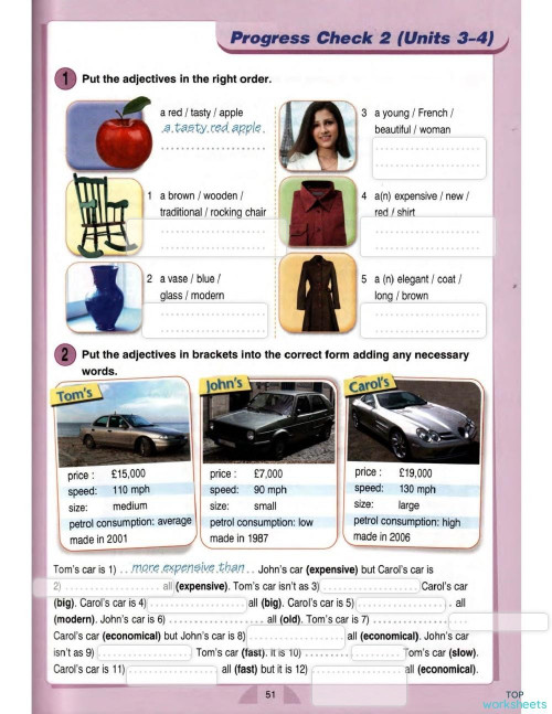 A1-Grammar-Progress check 2. Interactive worksheet | TopWorksheets