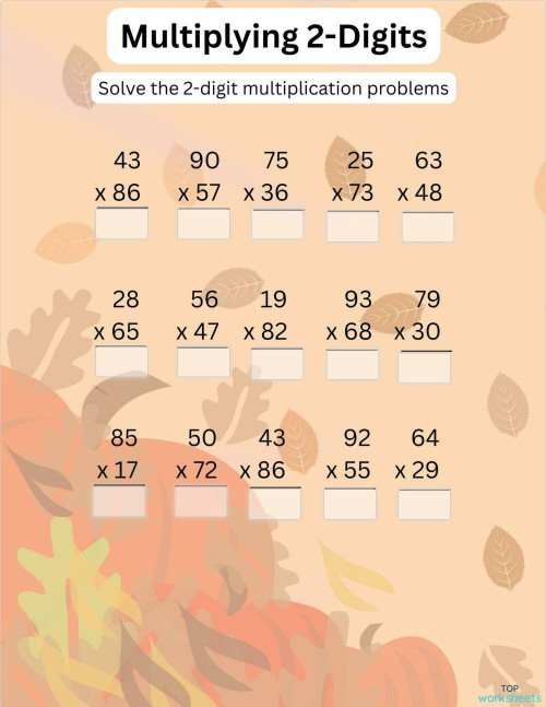 Multiplying 2-Digits. Interactive worksheet | TopWorksheets