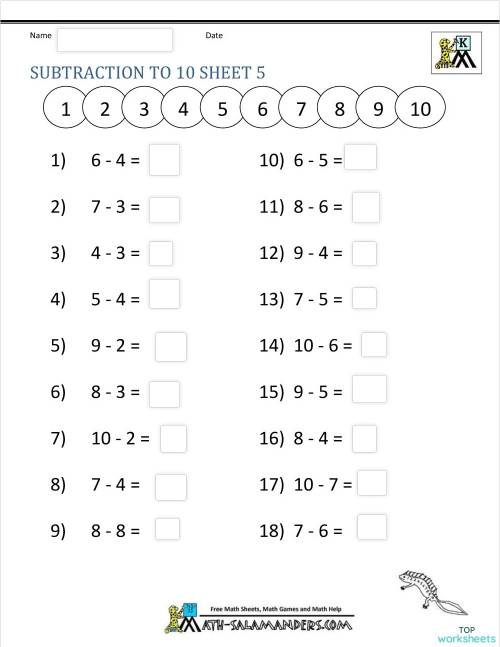 Substraction: interactive worksheets and online exercises | TopWorksheets