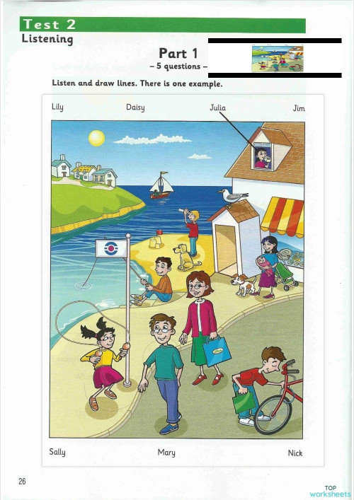 Authentic Movers 1 test 2. Bài tập tương tác | TopWorksheets