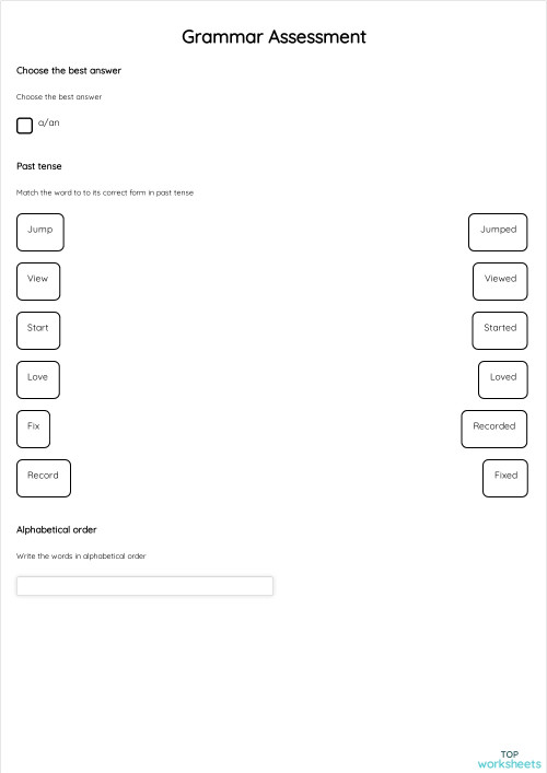 Grammar Assessment. Interactive worksheet | TopWorksheets