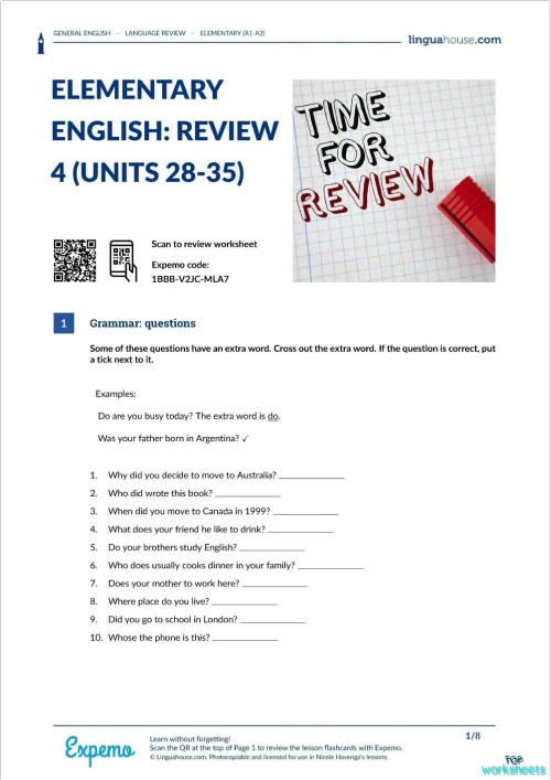 Grammar review. Interactive worksheet | TopWorksheets