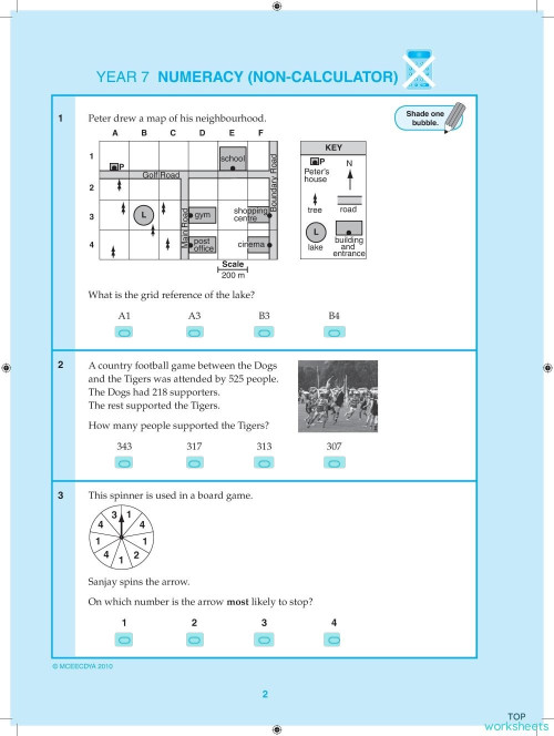 2010 Year 7 Naplan Numeracy. Interactive worksheet | TopWorksheets