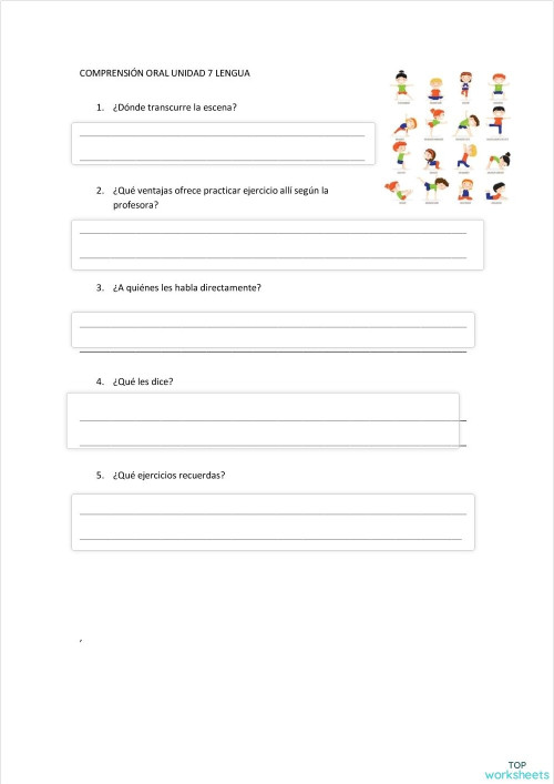 Comprensión oral U7 Lengua. Ficha interactiva | TopWorksheets