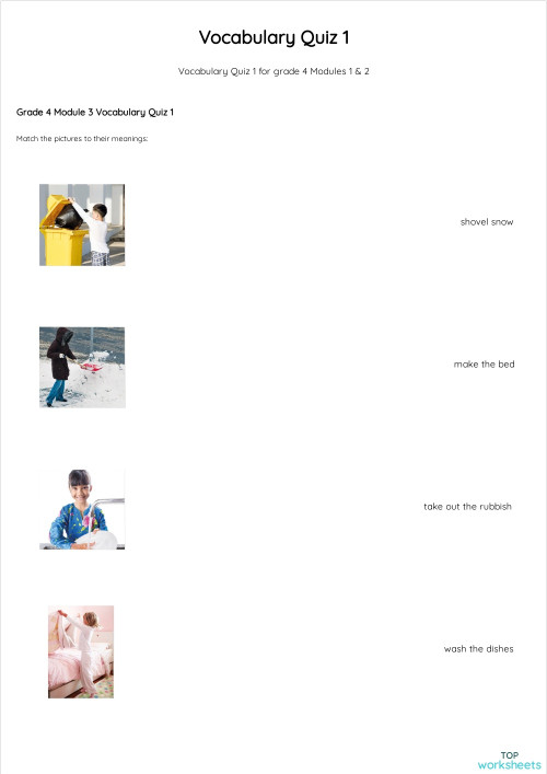 Vocabulary Quiz 1. Interactive worksheet | TopWorksheets