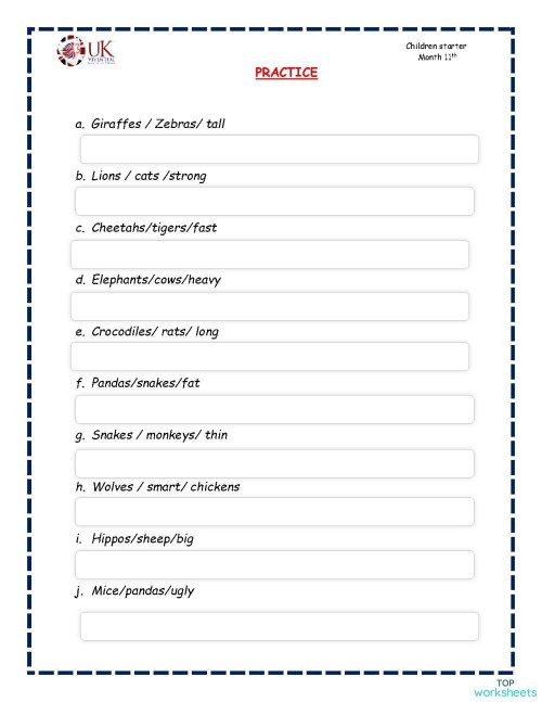 CHILDREN 11 PRACTICE (BETTER). Interactive worksheet | TopWorksheets