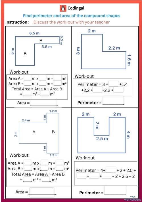 M_G06M11L49_WE01_Perimeter_and_Area_of_Compound_Shapes_5. Interactive worksheet | TopWorksheets