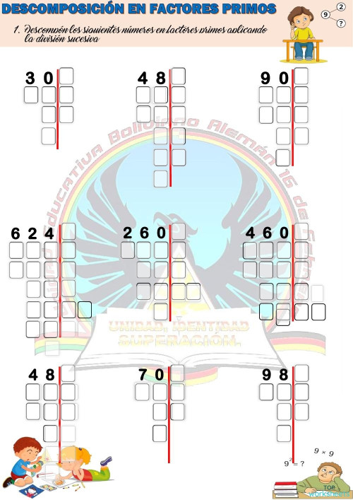 DESCOMPOSICION EN FACTORES PRIMOS. Ficha interactiva | TopWorksheets