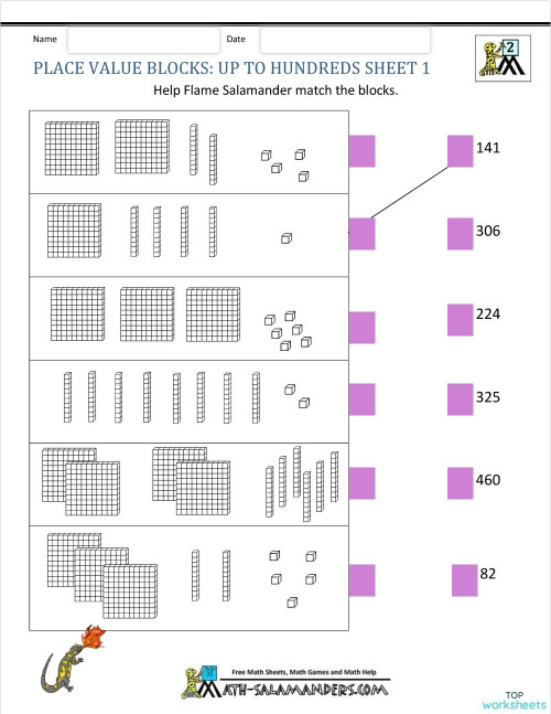 Place Value Blocks Sheets 1 and 2. Interactive worksheet | TopWorksheets