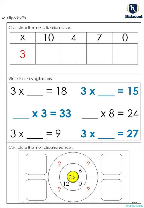 L3 - 7_2 Multiplication 3. Interactive worksheet | TopWorksheets