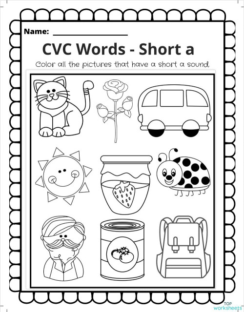CVC Words - Coloring. Interactive worksheet | TopWorksheets