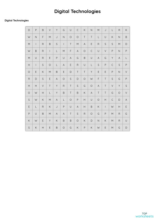 Digital Technologies. Interactive worksheet | TopWorksheets