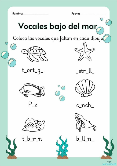 ficha completa las vocales que faltan. Ficha interactiva | TopWorksheets