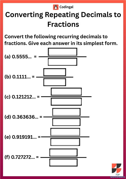 M_G08M01L04_WA01_Converting_Repeating_Decimals_to_Fractions_3. Interactive worksheet | TopWorksheets