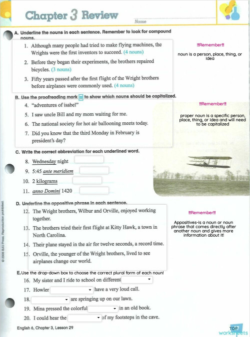 Lesson 29: Chapter 3 Review Pg 57-58. Interactive worksheet | TopWorksheets