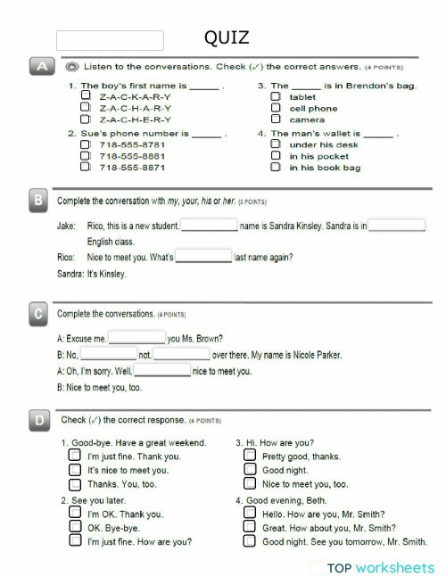 Exam Intro 1-2. Interactive worksheet | TopWorksheets