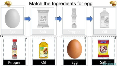 Match Egg Ingredients. Interactive worksheet | TopWorksheets