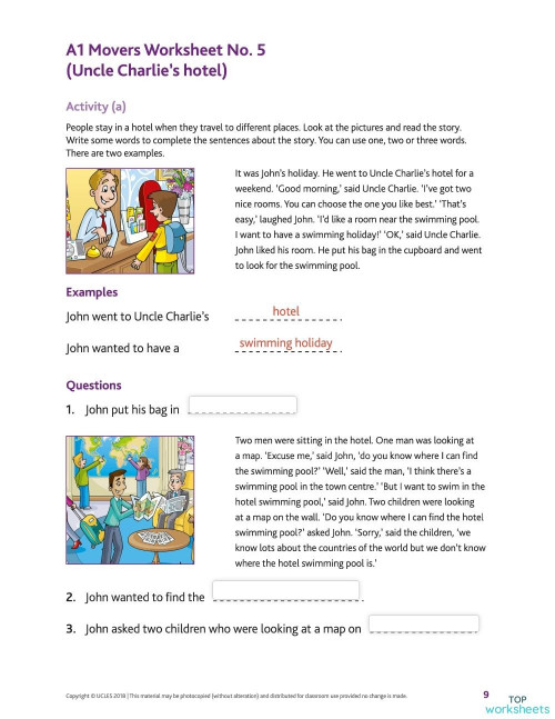 Uncle Charlie’s hotel. Interactive worksheet | TopWorksheets