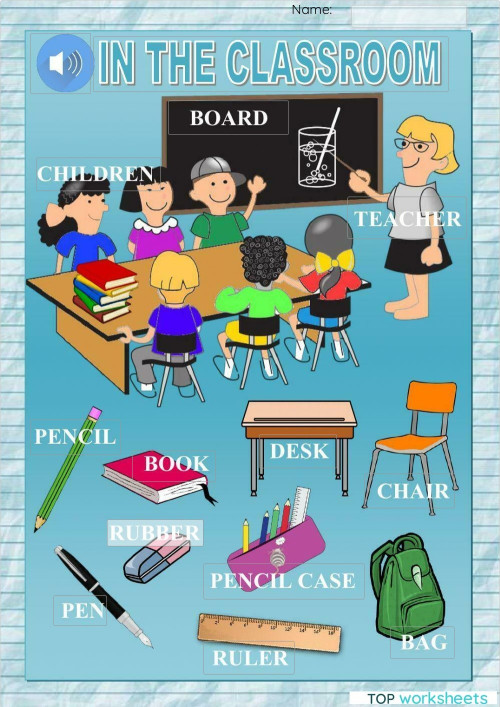 In the classroom - vocabulary. Interactive worksheet | TopWorksheets