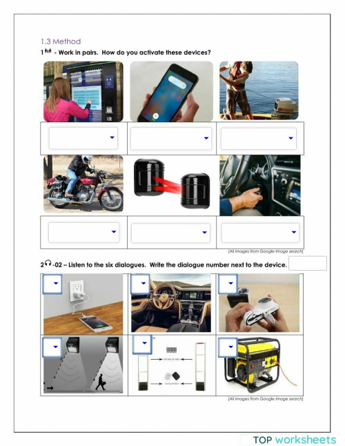 Technical English 2 Unit 1.3 Activating Devices. Interactive worksheet ...