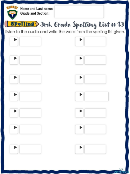 3rd.grade. Spelling 13. Interactive worksheet | TopWorksheets