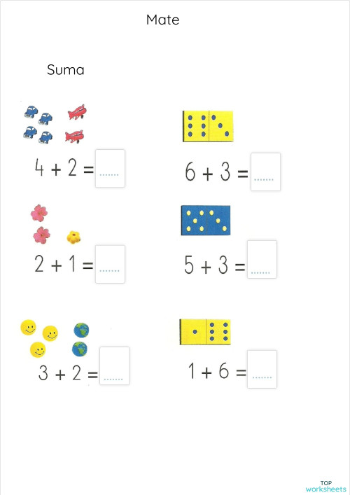 mate sumas con apoyo. Ficha interactiva | TopWorksheets