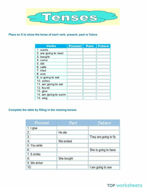 Tenses. Interactive worksheet | TopWorksheets
