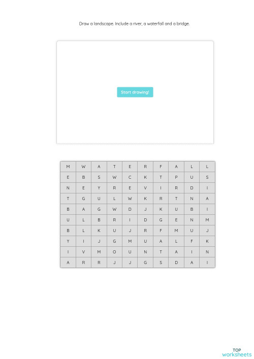 Landscape drawing and wordsearch. Interactive worksheet | TopWorksheets