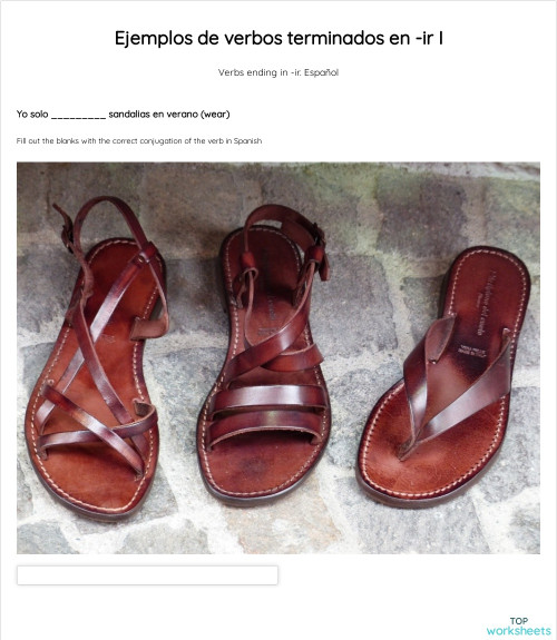 Ejemplos de verbos terminados en -ir I. Ficha interactiva | TopWorksheets