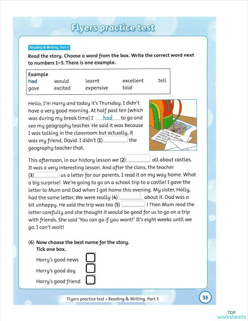 READING PART 2. Interactive worksheet | TopWorksheets