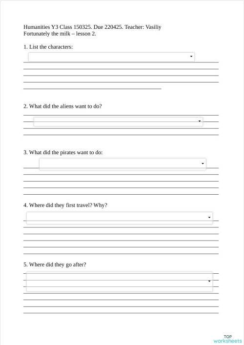 Fortunately the milk. WS2. Interactive worksheet | TopWorksheets