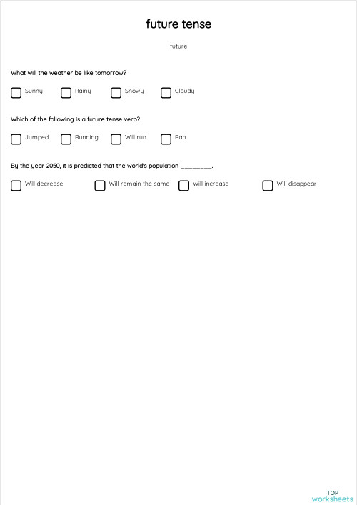 future tense. Interactive worksheet | TopWorksheets