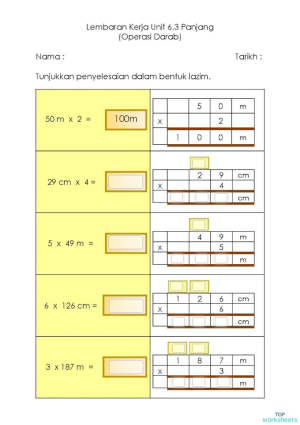 Darab Unit Panjang. Interactive worksheet | TopWorksheets