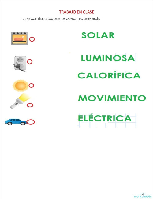 Materia y energía: fichas interactivas y ejercicios online | TopWorksheets