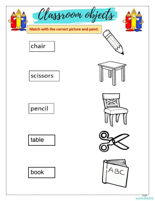 CLASSROOM OBJECTS. Ficha interactiva | TopWorksheets