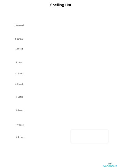 Spelling list 1/31-2/7. Interactive worksheet | TopWorksheets