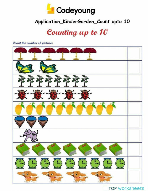 Count upto 10. Interactive worksheet | TopWorksheets