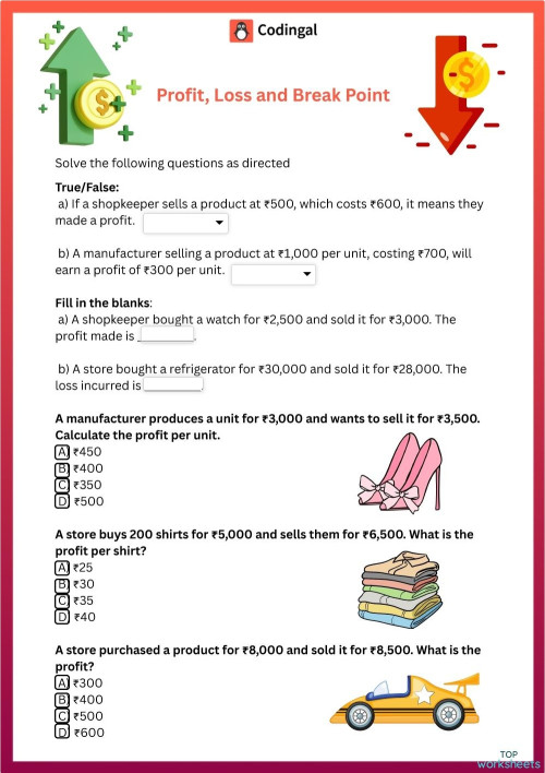 M_G07M04L10_WA02_Profit_and_Loss_4. Interactive worksheet | TopWorksheets