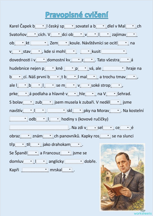 Čeština: interaktivní pracovní listy a online cvičení | TopWorksheets