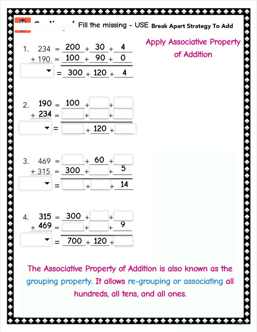 M_G02M09L42_WE01_Solving Addition Problems Using the Associative Property. Interactive worksheet ...