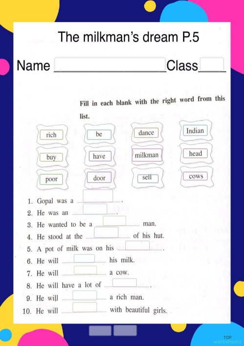 The milkman's dream P.5. Interactive worksheet | TopWorksheets