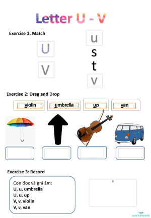 Phonics U - V. Interactive worksheet | TopWorksheets