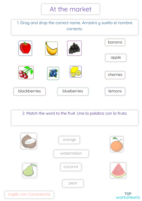 Fruit vocabulary. Interactive worksheet | TopWorksheets