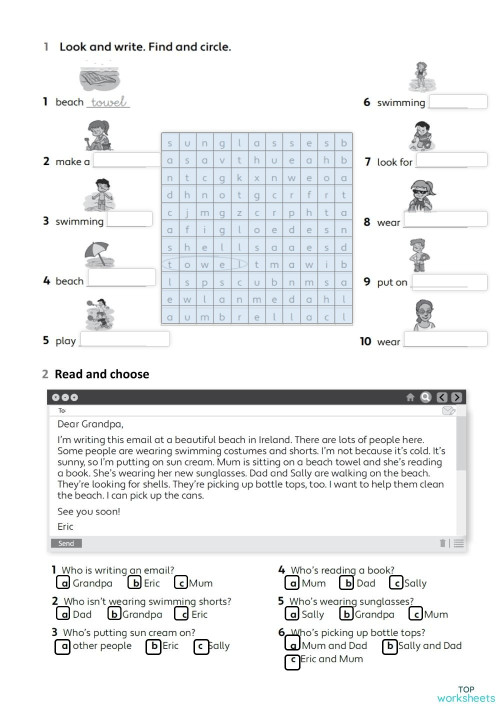 Wordsearch and reading. Interactive worksheet | TopWorksheets