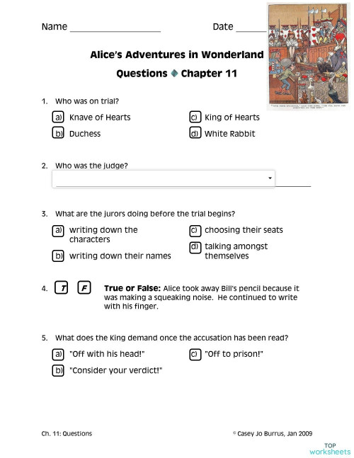Alice in Wonderland Chapter 11. Interactive worksheet | TopWorksheets