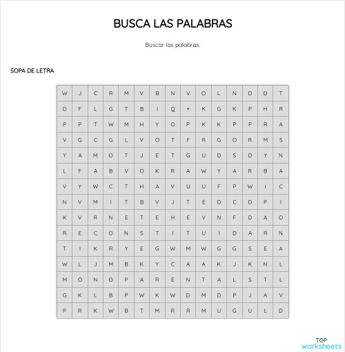 BUSCA LAS PALABRAS. Ficha interactiva | TopWorksheets