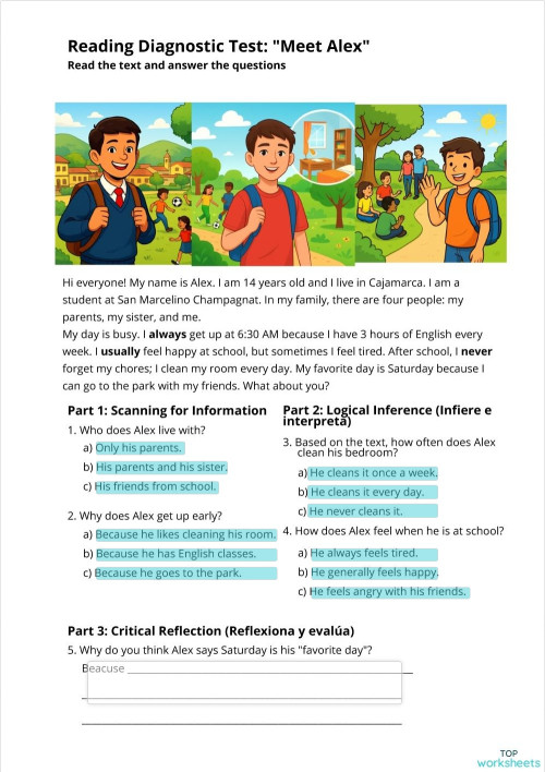Reading: Personal information. Interactive worksheet | TopWorksheets